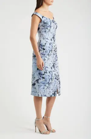 MILLY Mel Floral Jacquard Off-the-shoulder Dress