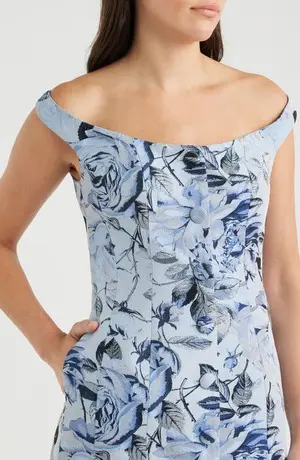 MILLY Mel Floral Jacquard Off-the-shoulder Dress