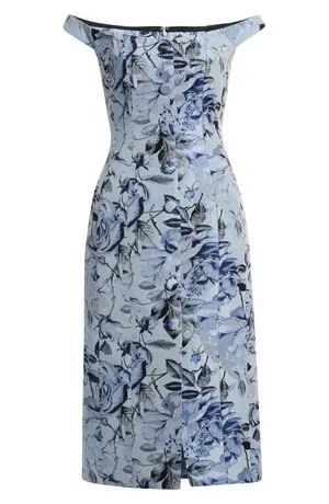 MILLY Mel Floral Jacquard Off-the-shoulder Dress