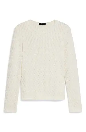 Theory Cable Stitch Organic Cotton Sweater - Ivory