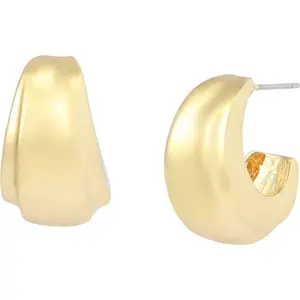 Robert Lee Morris Sculptural Chubby Huggie Hoop Earrings With Cubic Zirconia - Gold