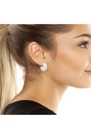 Robert Lee Morris Sculptural Chubby Huggie Hoop Earrings With Cubic Zirconia - Silver