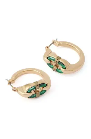 Robert Lee Morris Sculpted Malachite Link Huggie Earrings