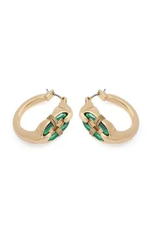 Robert Lee Morris Sculpted Malachite Link Huggie Earrings