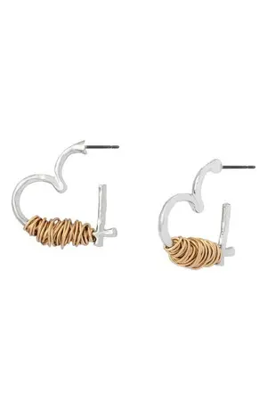 Robert Lee Morris Wire Heart Hoop Earrings - Two Tone
