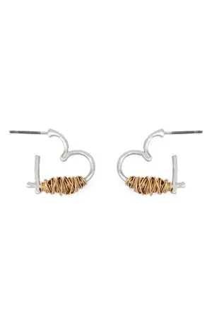 Robert Lee Morris Wire Heart Hoop Earrings
