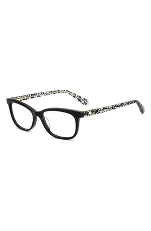 Kate Spade New York Bronwen 52mm Rectangular Optical Glasses - Black Pattern Crystal