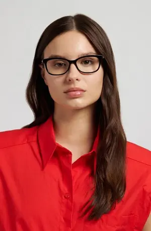 Kate Spade New York Bronwen 52mm Rectangular Optical Glasses - Black Pattern Crystal