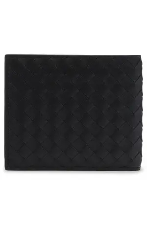 Bottega Veneta Intrecciato Piccolo Leather Bifold Wallet - 1263 Black/thunder-silver