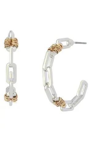 Robert Lee Morris Paper Clip Hoop Earrings With Wire-wrapped Detail - Two Tone