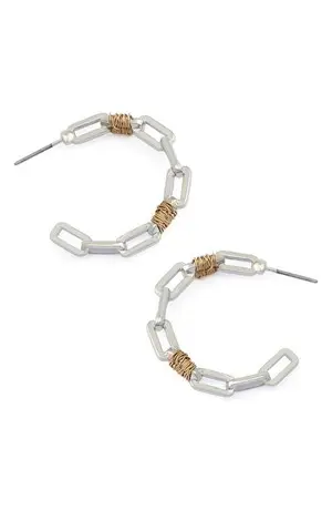 Robert Lee Morris Paper Clip Hoop Earrings With Wire-wrapped Detail