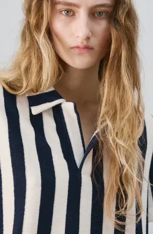 Mango Stripe Terry Nightgown - Blue