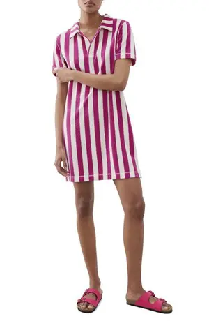 Mango Stripe Terry Nightgown - Fuchsia