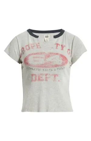 BDG URBAN OUTFITTERS Faded Graphic V-neck Baby Tee - Grey