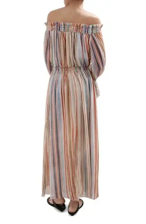 Mango Off-the-shoulder Striped Maxi Dress
