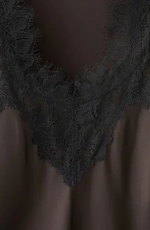 Mango Lace Trim Satin Maxi Dress