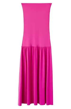 Mango Strapless Drop Waist Midi Dress