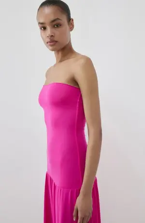 Mango Strapless Drop Waist Midi Dress