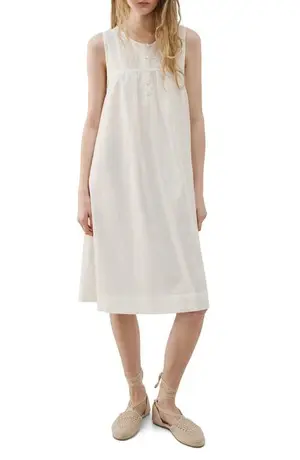 Mango Embroidered Cotton Nightgown - Ivory White