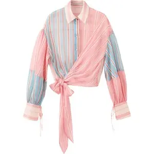 Mango Stripe Tie Hem Shirt