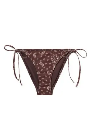 Mango Paisley Print Tie Side Bikini Bottoms - Brown