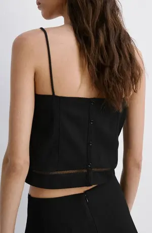 Mango Cutwork Trim Crop Top