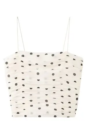Mango Ruched Dot Camisole - Ecru
