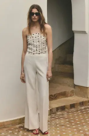 Mango Ruched Polka Dot Camisole