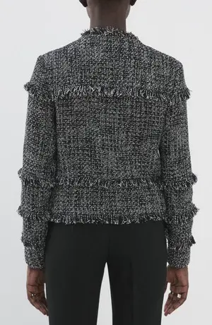 Mango Fray Trim Tweed Jacket