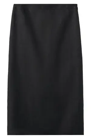 Mango Linen Midi Skirt - Black