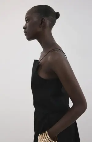 Mango Cotton Cropped Camisole - Black