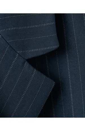 Mango Belted Double-breasted Pinstripe Blazer