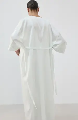 Mango Embroidered Sleeve Satin Robe