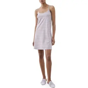 Mango Stripe Sleevless Cotton Nightgown - Purple