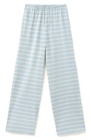 Mango Stripe Cotton Pajama Pants - Blue