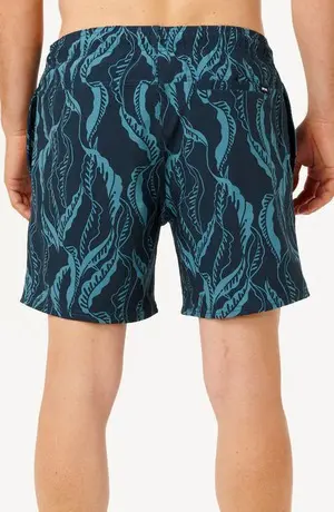 Rip Curl Volley Swim Trunks With Tropical Print - Navy