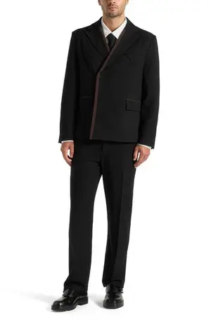 Manière De Voir Alec Double Breasted Suit Jacket With Contrast Lapel