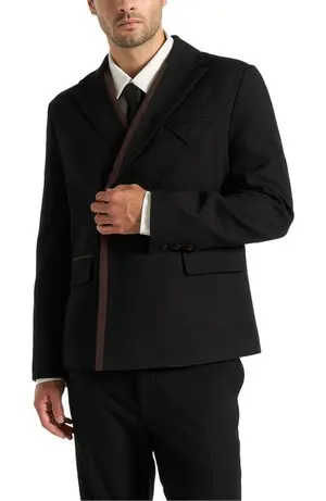Manière De Voir Alec Double Breasted Suit Jacket With Contrast Lapel