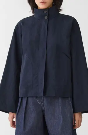 Lafayette 148 New York Calvary Twill Funnel Neck Jacket