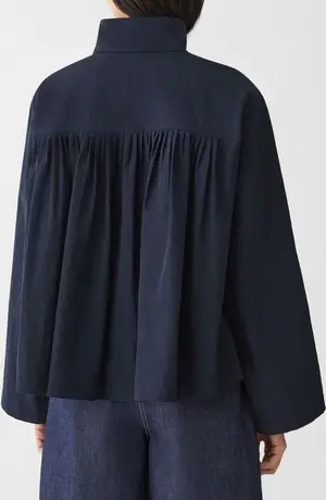 Lafayette 148 New York Calvary Twill Funnel Neck Jacket