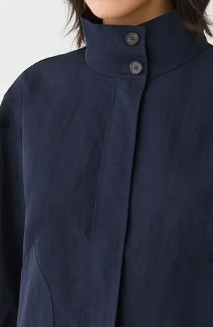 Lafayette 148 New York Calvary Twill Funnel Neck Jacket