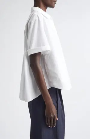 Lafayette 148 New York Organic Cotton Poplin Swing Shirt - White