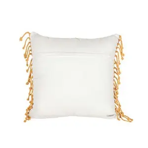 FORESIDE HOME AND GARDEN Handwoven Ochre Striped Filled Throw Pillow