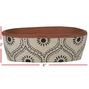 FORESIDE HOME AND GARDEN Natural Handpainted Terracotta Vase