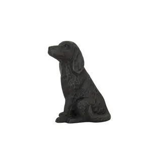 FORESIDE HOME AND GARDEN Sitting Dog Decorative Accent Cast Iron - Black