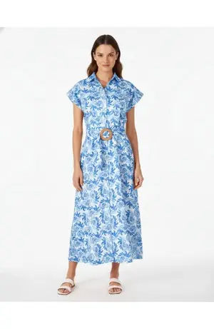 RO'S GARDEN Catherine Printed Midi Dress - Blue Keanu