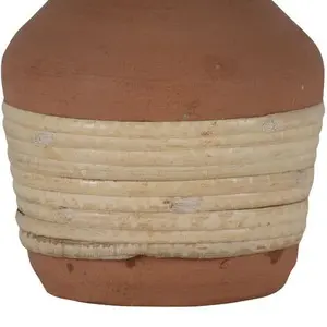FORESIDE HOME AND GARDEN Natural Handthrown Terracotta & Rattan Bud Vase