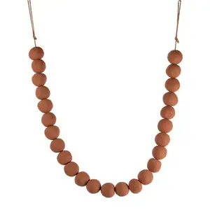 FORESIDE HOME AND GARDEN Handmade Terracotta Bead Decorative Garland - Brown