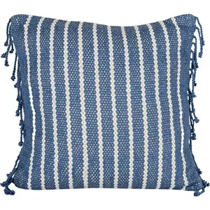 FORESIDE HOME AND GARDEN Handwoven Striped Filled Throw Pillow, 20" X 20" - Blue