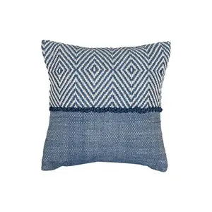 FORESIDE HOME AND GARDEN Outdoor Geometric Filled Throw Pillow, 18" X 18" - Blue